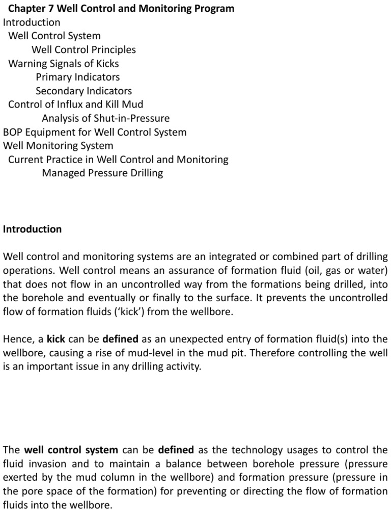 Well Control & Monitoring Guide | PDF | Blowout (Well Drilling ...