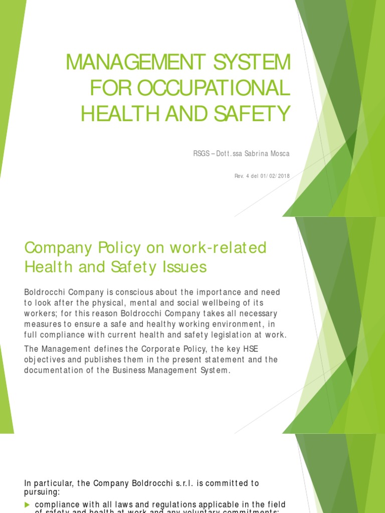 Management System For Occupational Health and Safety - 01 02 2018 PDF ...