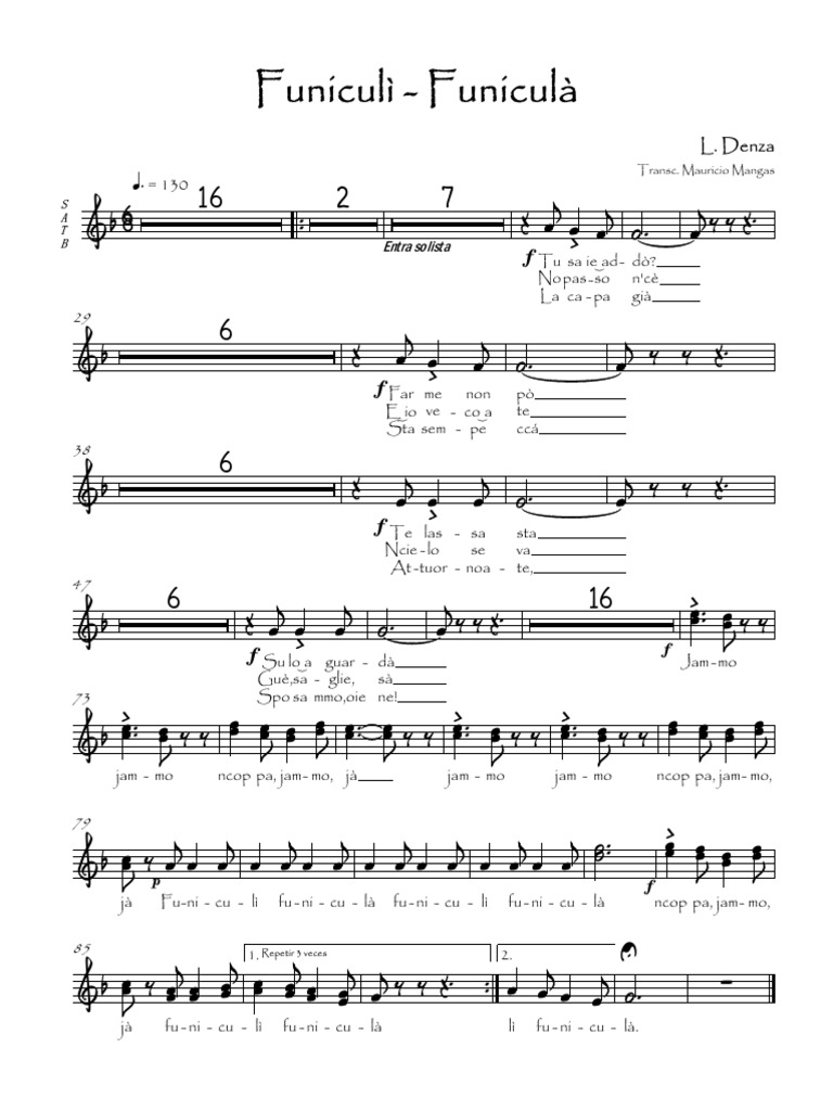 Funiculi - Funicula - Partitura Completa | PDF