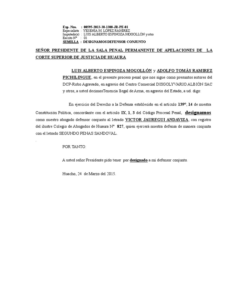 Designo Defensor-Sala Penal | PDF | Derecho a asesoramiento | Justicia