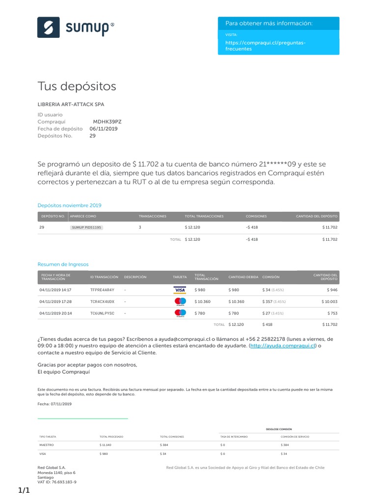 SumUp Daily Payout Report | PDF | Bancario | Bancos