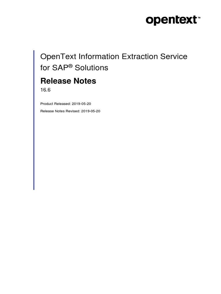 OpenText Information Extraction Service For SAP Solutions 16.6 ...