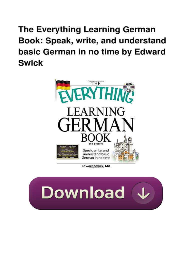 The Everything Learning German Book Speak Write and Understand Basic ...