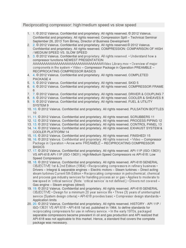Reciprocating Compressor 11p Vs 618 | PDF | Piston | Cylinder (Engine)