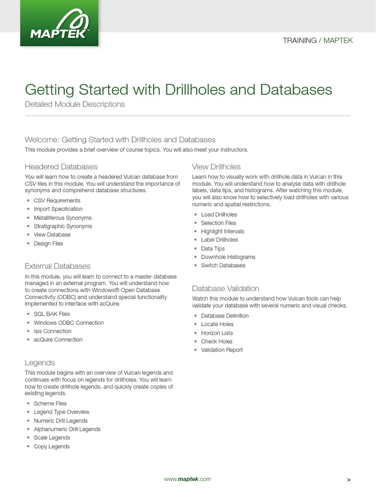 Maptek Getting Started With Drillhole and Databases 2018 | PDF | Databases | Data