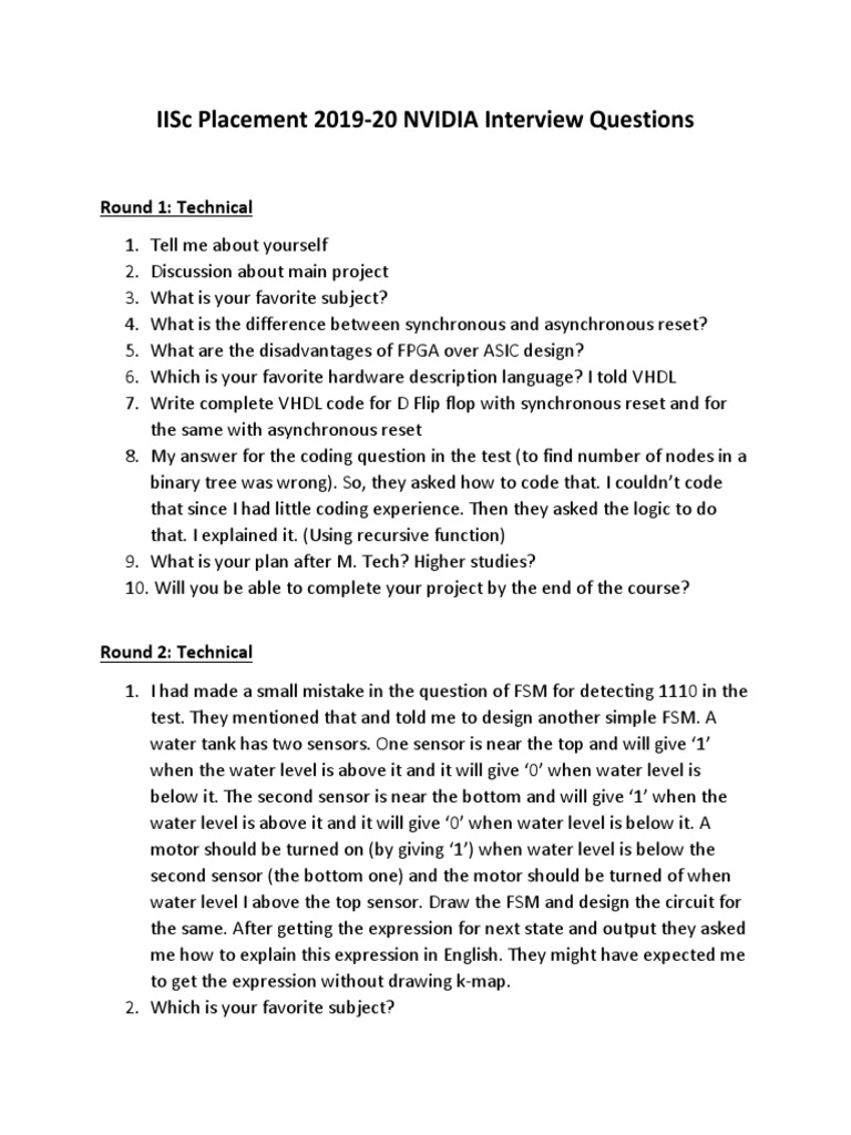 Nvidia 2019 Interview | PDF | Cpu Cache | Central Processing Unit