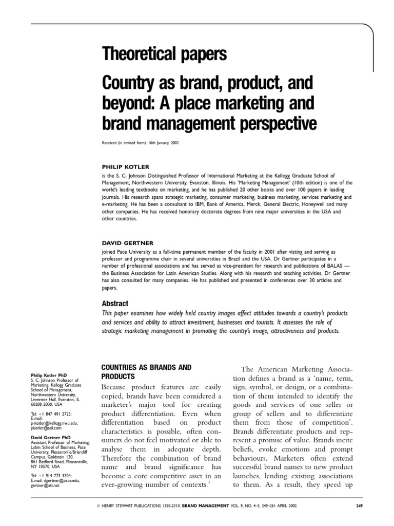 Country As Brand Product and Beyond A Place Marketing and Brand ...