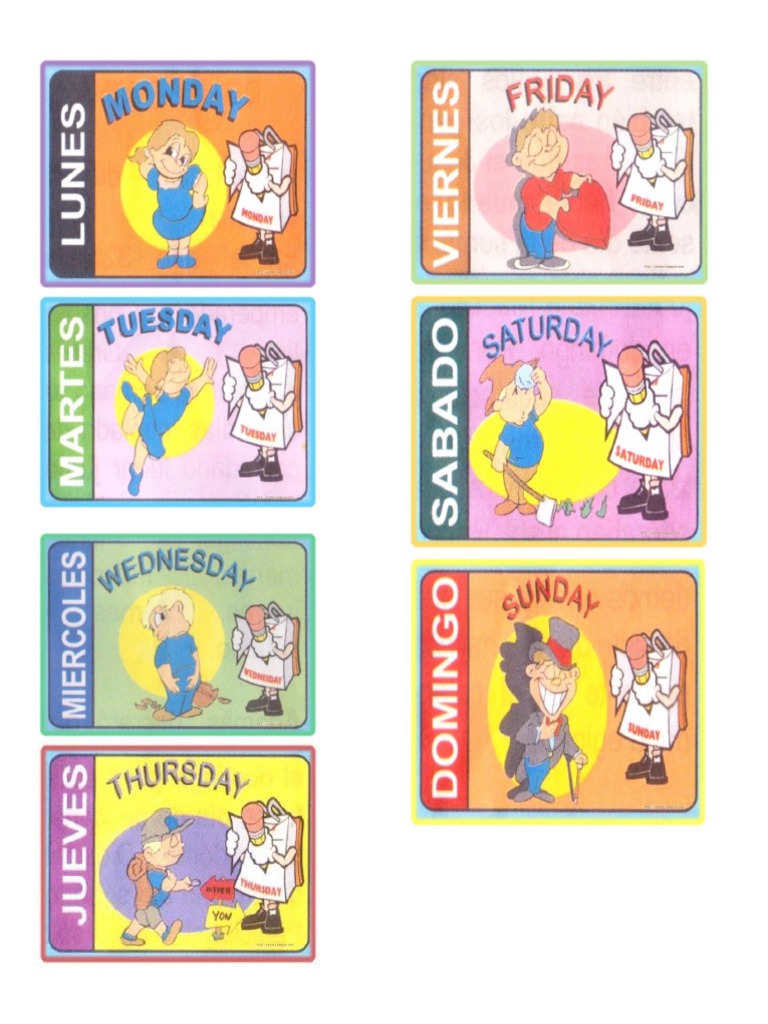 DIAS DE LA SEMANA EN INGLES ILUSTRADO edin