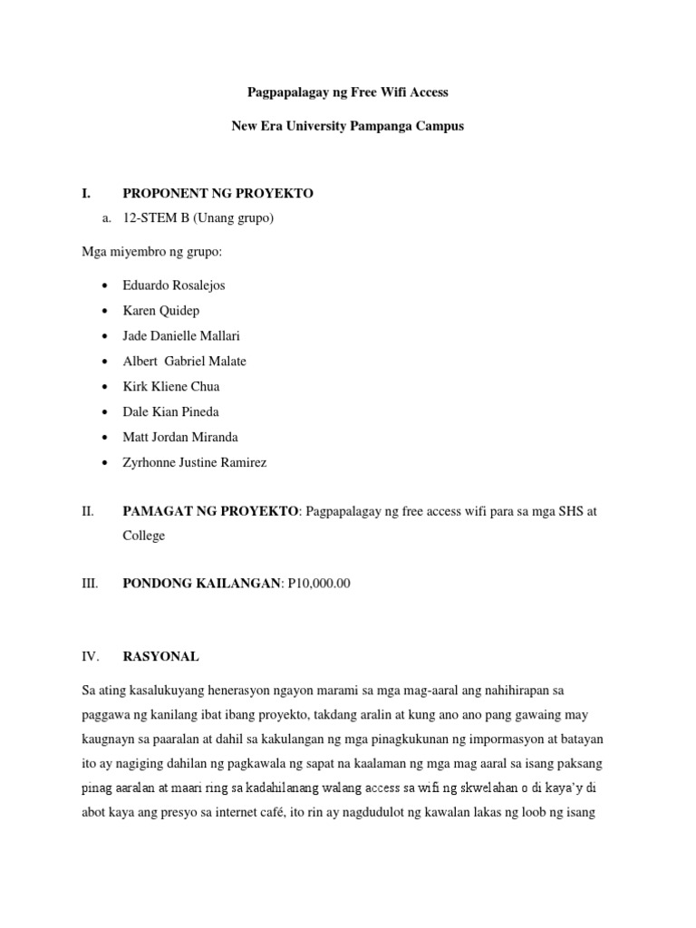 Panukalang Proyekto Sample | PDF