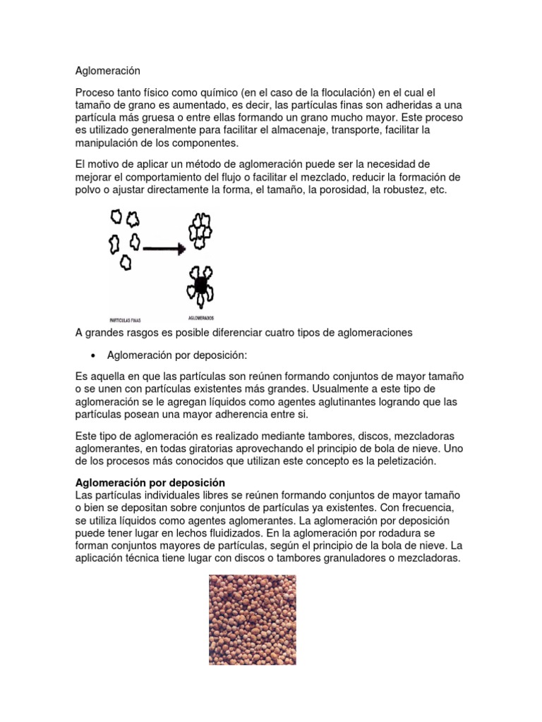 Aglomeracion | PDF | Líquidos | Ciencia de los materiales