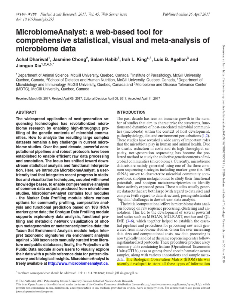 Microbiome Analyst | PDF | Microbiota | Data Analysis