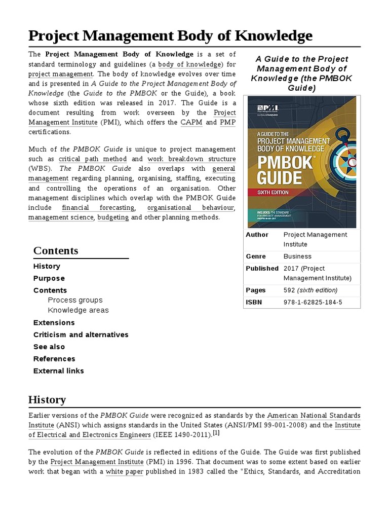 Project Management Body of Knowledge | PDF | Project Management | Projects