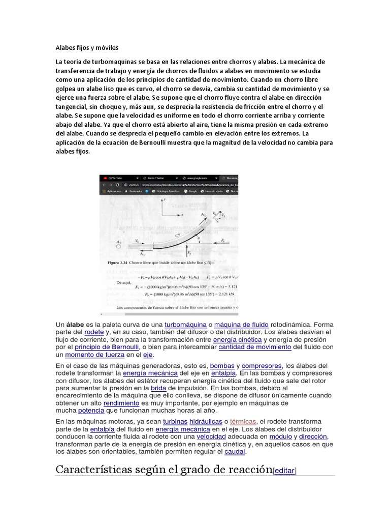 Alabes Fijos y Móviles | PDF | Turbomaquinaria | Turbina