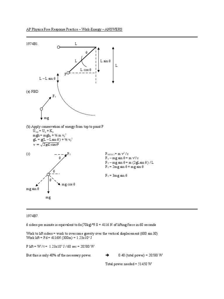 4d-Work-Energy FR Practice problems-ANSWERS | PDF | Potential Energy | Force
