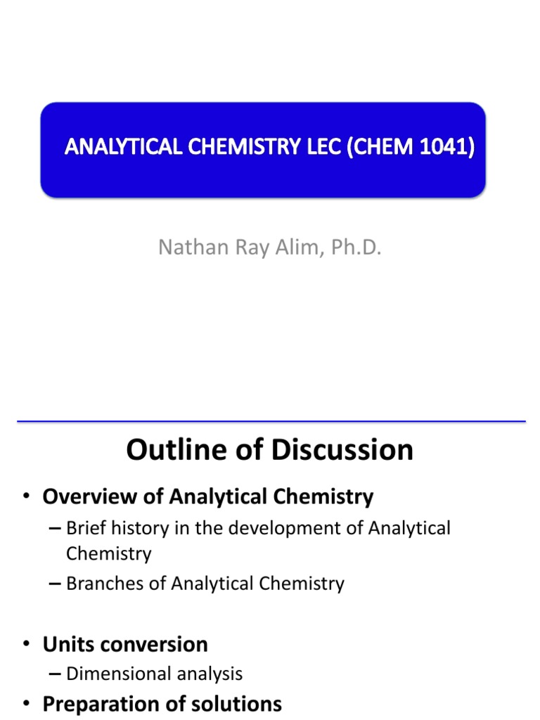 AnaChem Lec 1-2 | PDF | Molar Concentration | Analytical Chemistry