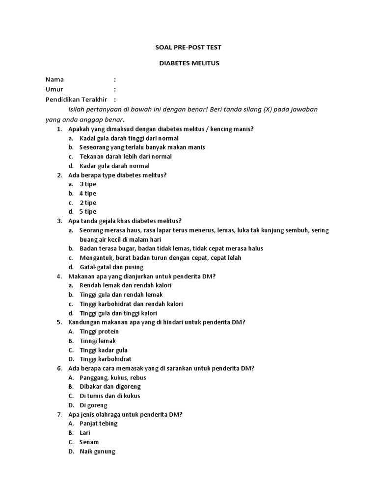 Soal Pre Post Test | PDF
