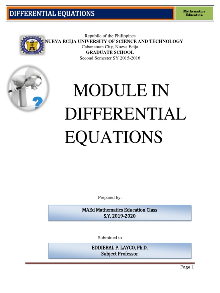 Diff Eq Module | PDF | Differential Equations | Ordinary Differential Equation