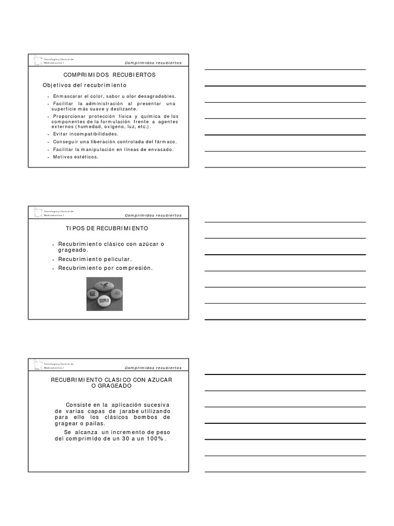 Comprimidos Recubiertos: Tipos y Ventajas | PDF | Medicamentos con ...