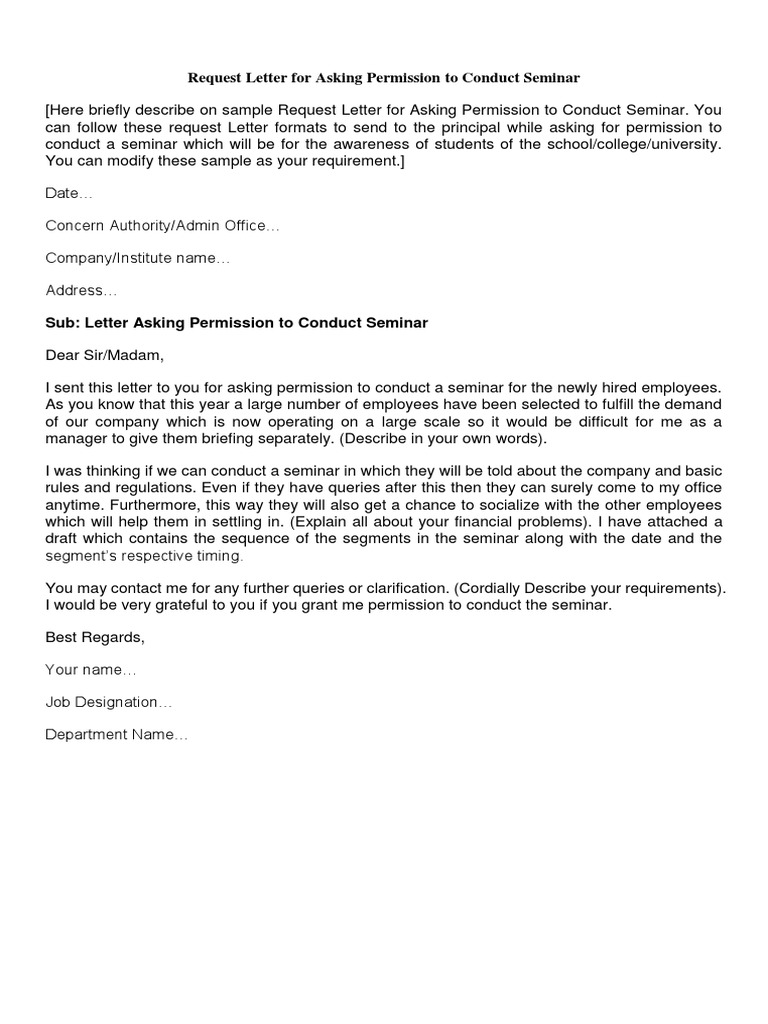 Requesting Approval to Educate New Employees: A Proposed Seminar on ...