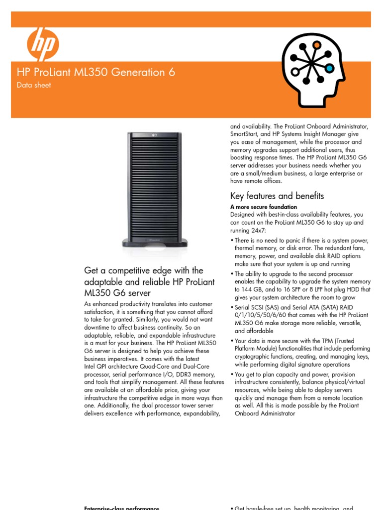 HP Proliant Ml350 Generation 6: Key Features and Benefits | PDF ...