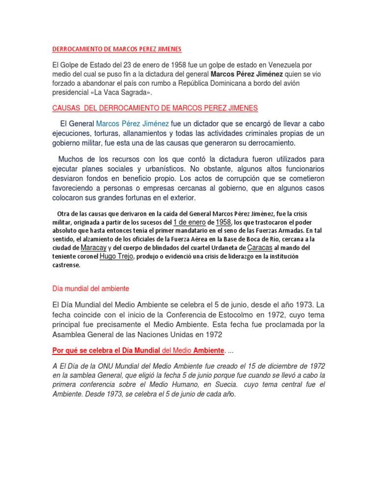 Derrocamiento de Marcos Pérez Jiménez | PDF