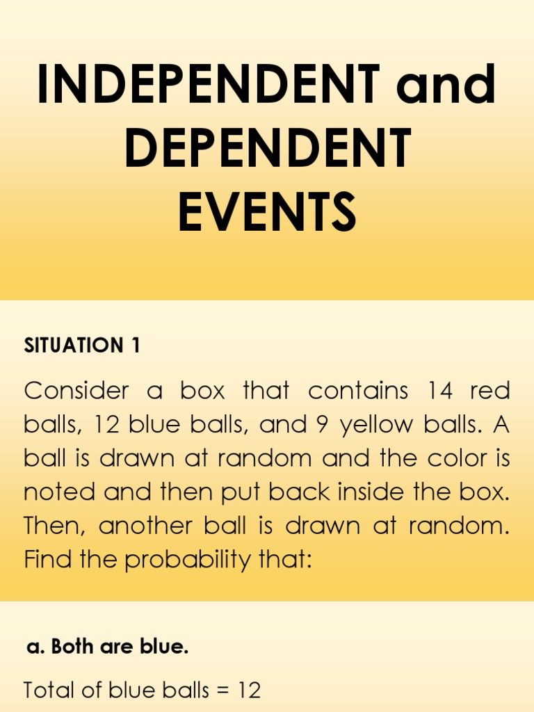 MATH 10 (Independent and Dependent Events) | PDF | Probability ...