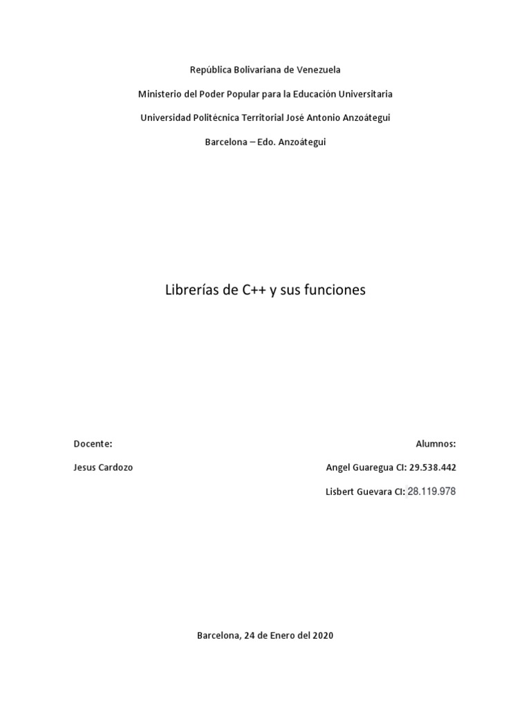 Librerías C y Sus Funciones | PDF | C ++ | Biblioteca (informática)