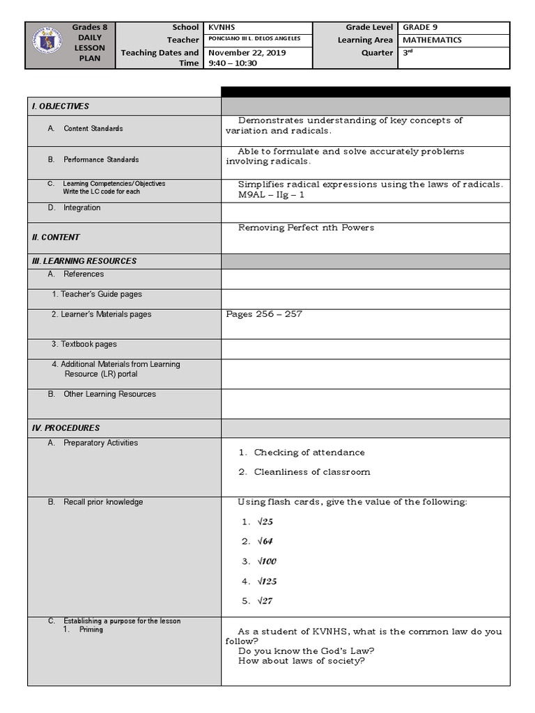 Removing Perfect NTH Power | PDF | Learning | Teachers