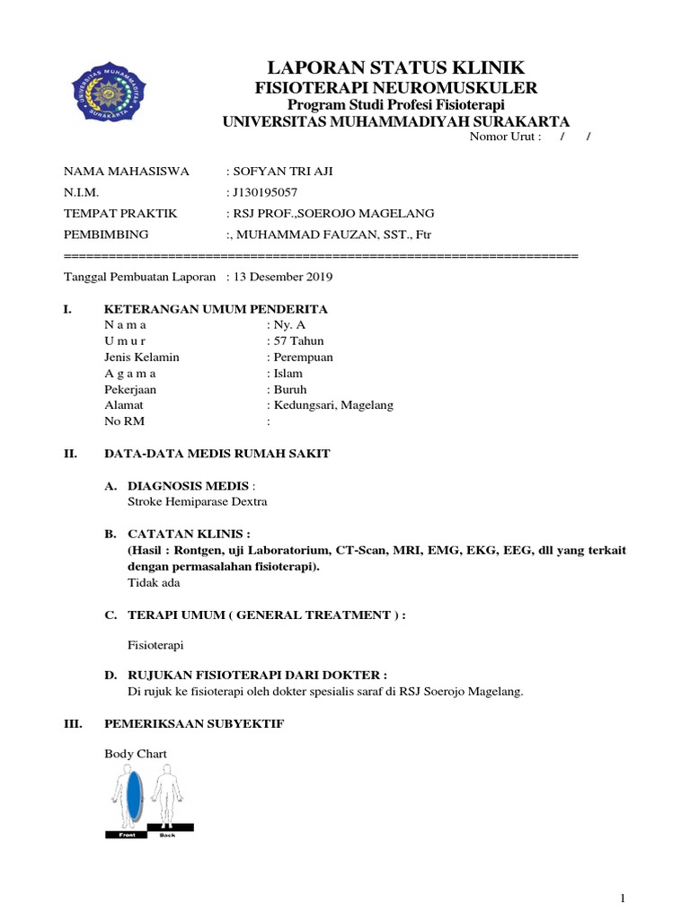 Sofyan Tri Aji Stroke Hemi J130195057 | PDF