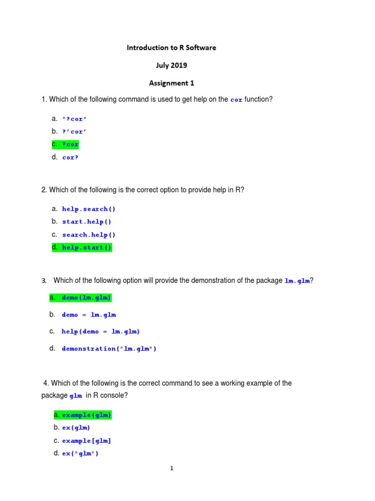 R Programming Assignment Questions & Answers | PDF | Matrix (Mathematics) | Computer Programming