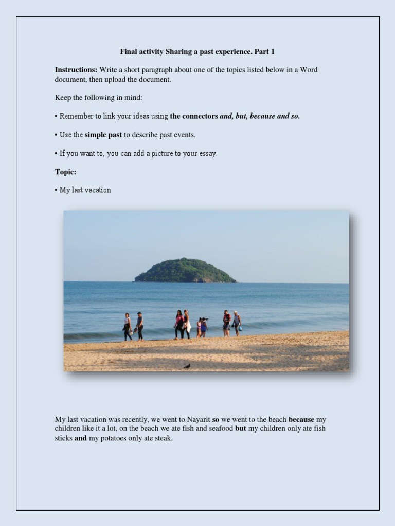 Final Activity Sharing A Past Experience | PDF