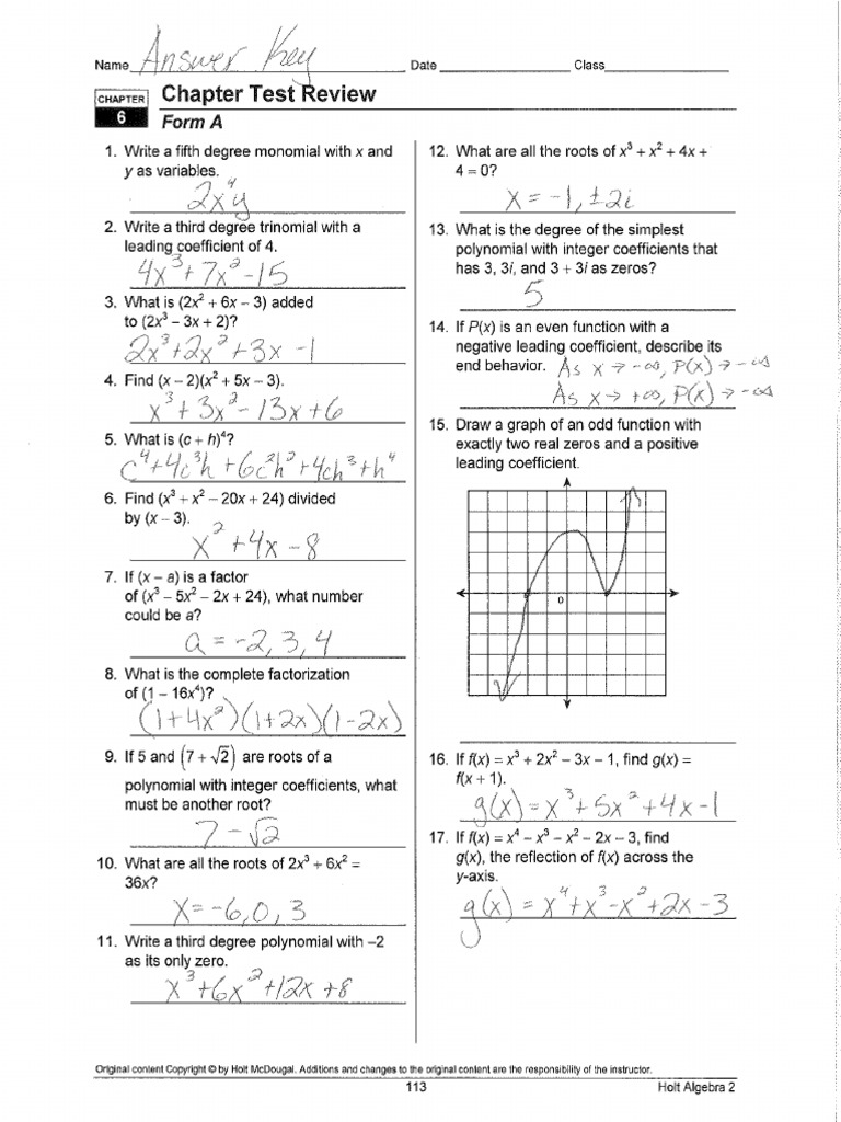 Chapter 6 Test Review Answer Key | PDF