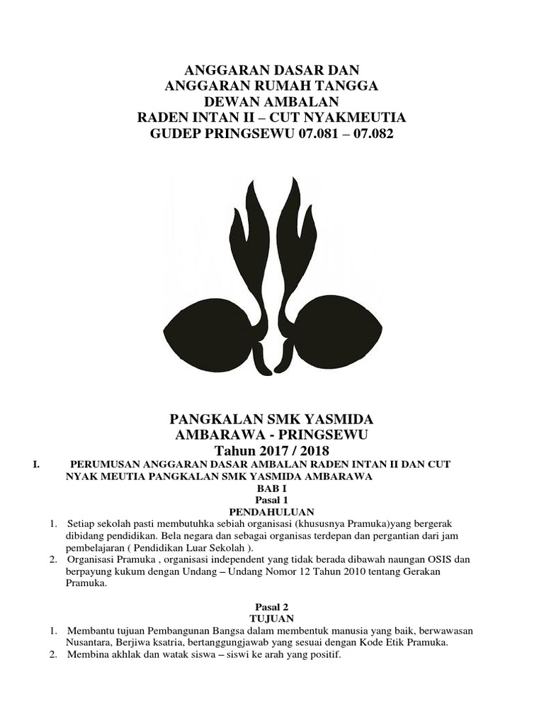 AD/ART Pramuka Ambalan Raden Intan II | PDF