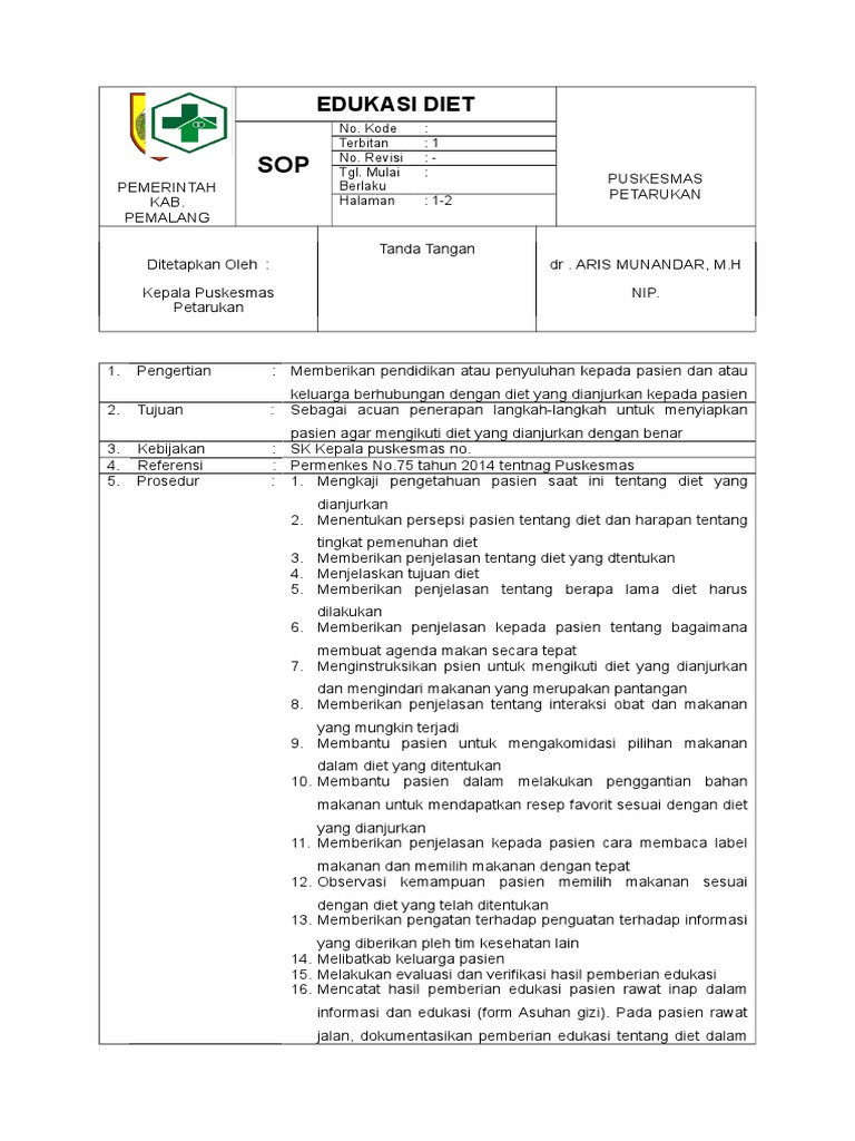 Sop Edukasi Diet | PDF