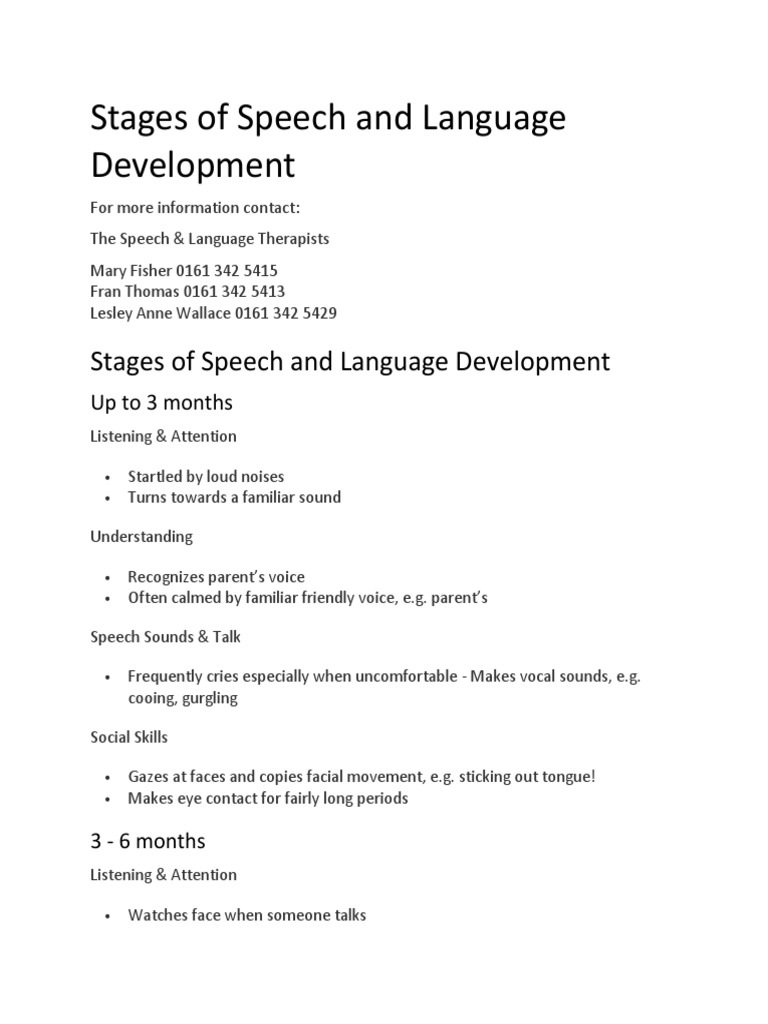 Stages of Speech and Language Development | PDF | Language Development ...