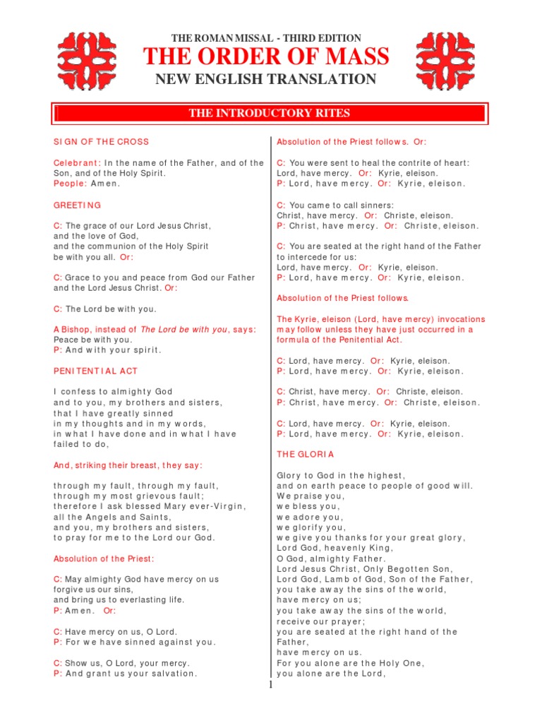 The Order of The Mass PDF | PDF | Mass (Liturgy) | God The Father