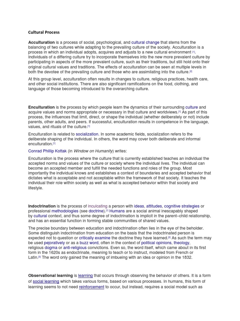 Cultural Process | PDF | Behavioural Sciences | Psychology