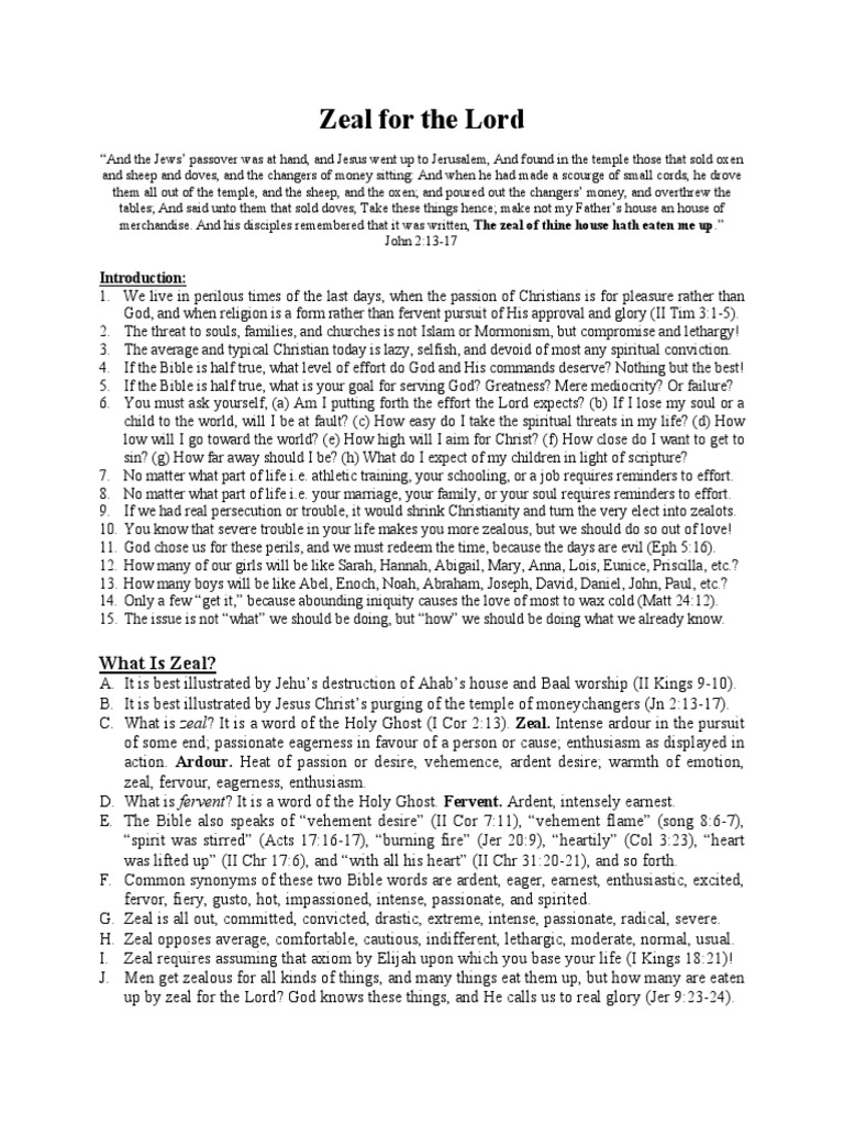 Zeal For The Lord | PDF | Paul The Apostle | Joshua