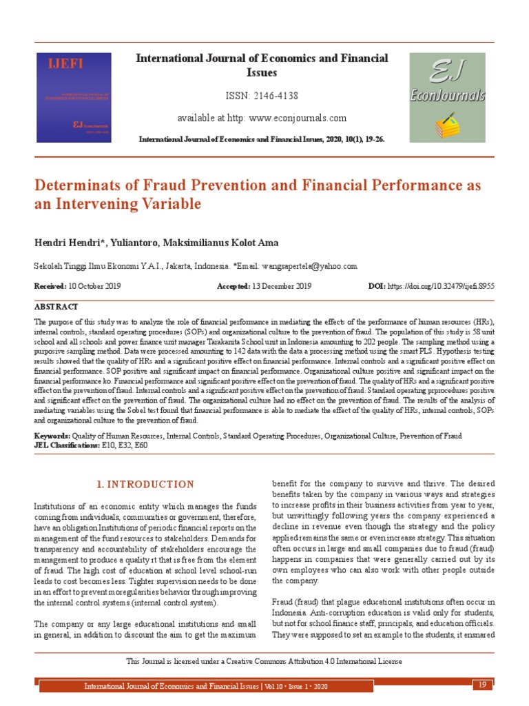 Determinats of Fraud Prevention and Financial Performance | PDF ...