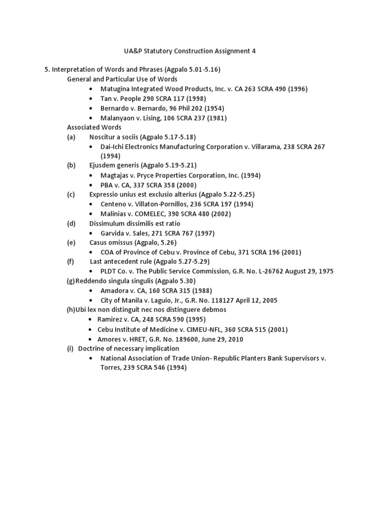 UAP Statutory Construction Assignment 4 | PDF