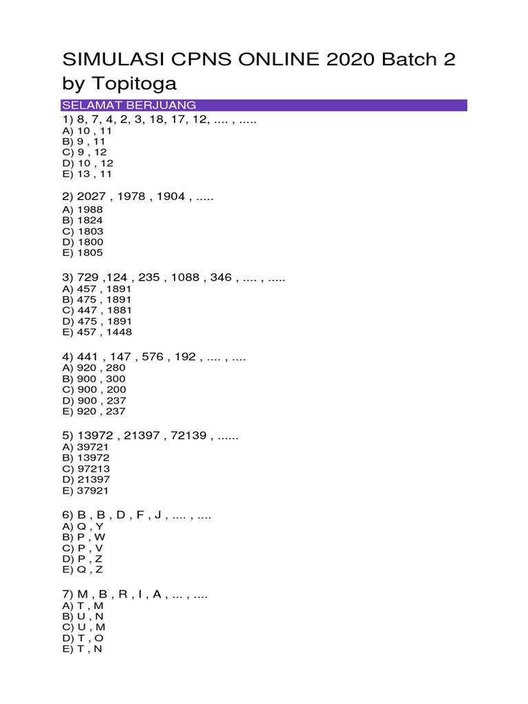 Soal Simulasi 2 | PDF