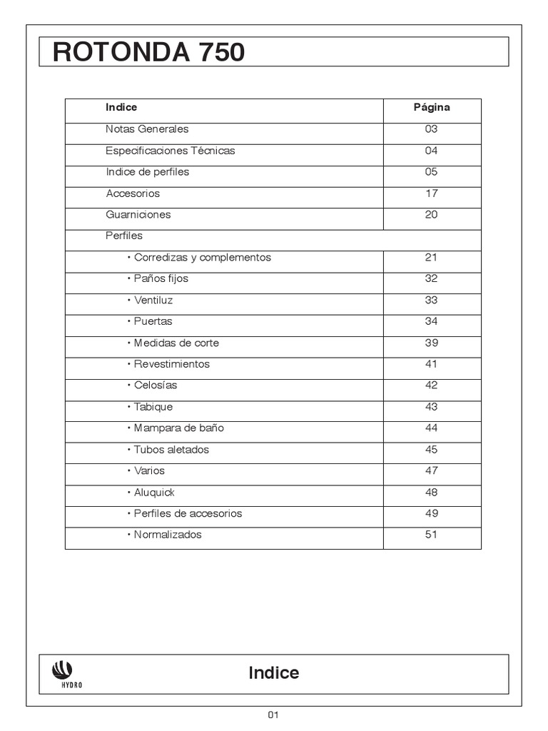 Catálogo Perfiles Rotonda 750 Hydro | PDF | Química | Naturaleza