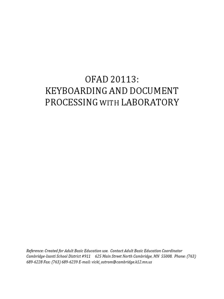 KEYBOARDING & DOCUMENT PROCESSING With LABORATORY | PDF | Computer Keyboard | Operating System