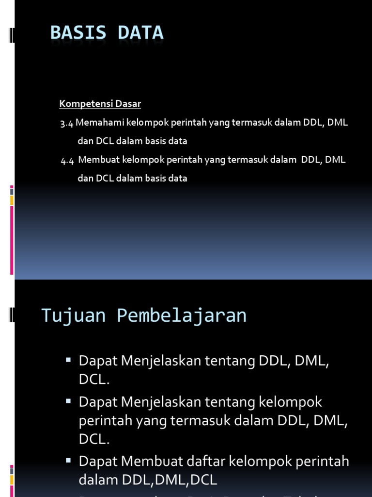 Panduan Dasar SQL: DDL, DML, DCL | PDF