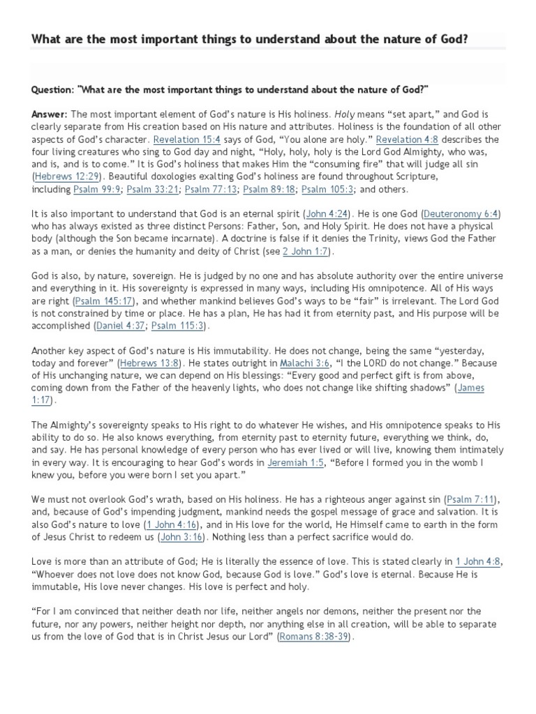 Nature of God | PDF | God The Father | Trinity