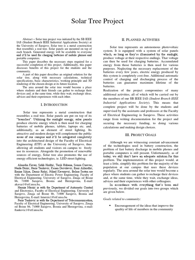 Solar Tree Project | PDF | Solar Energy | Photovoltaics