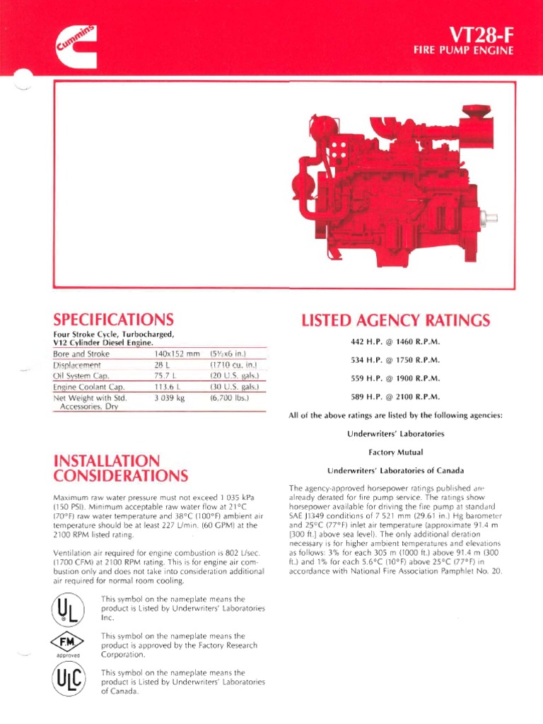 Cummins VT28 F Specs | PDF