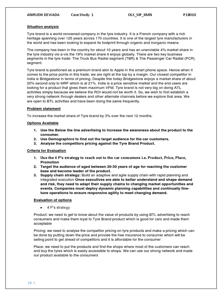 Olx - SIP - Case - Study1 - Anirudh Dewada - P18010. - Anirudh Dewada | PDF | Retail | Pricing