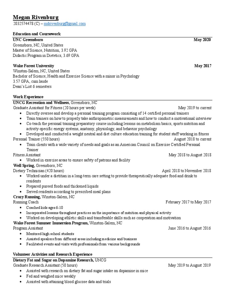 Dicas Official Resume | PDF | Personal Trainer | Dietitian