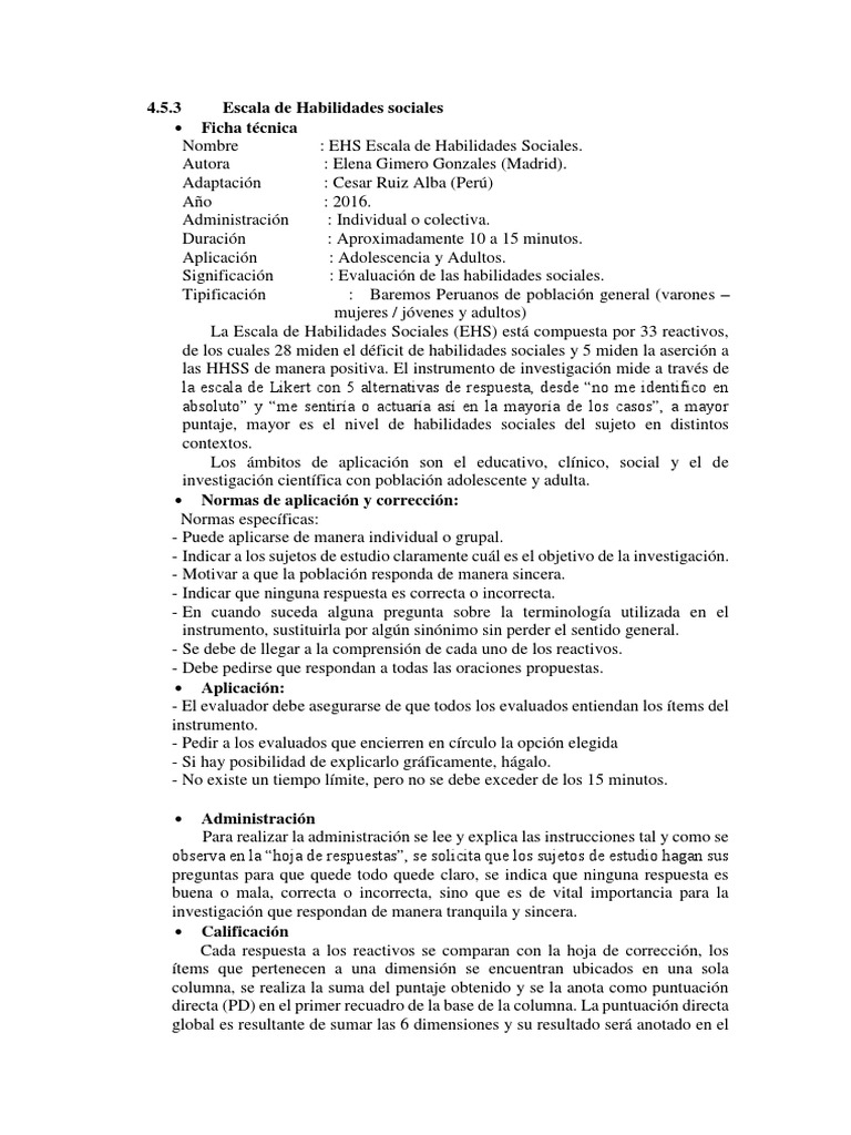 Ficha Técnica Ehs | PDF | Validez (Estadísticas) | Neurociencia